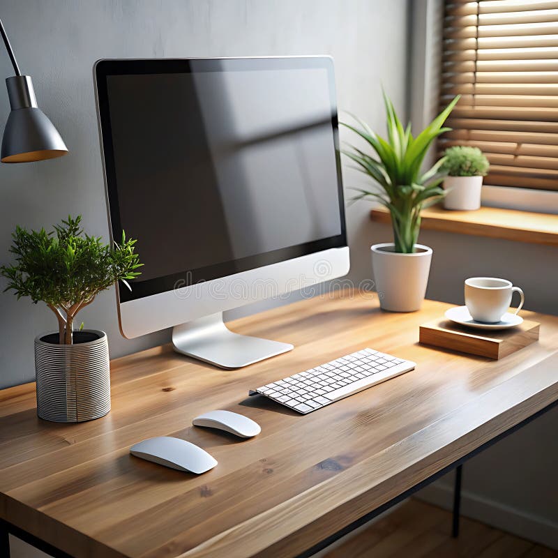 Seamless Gadget Integration in a Modern, Minimalist Office Desk Setup ...