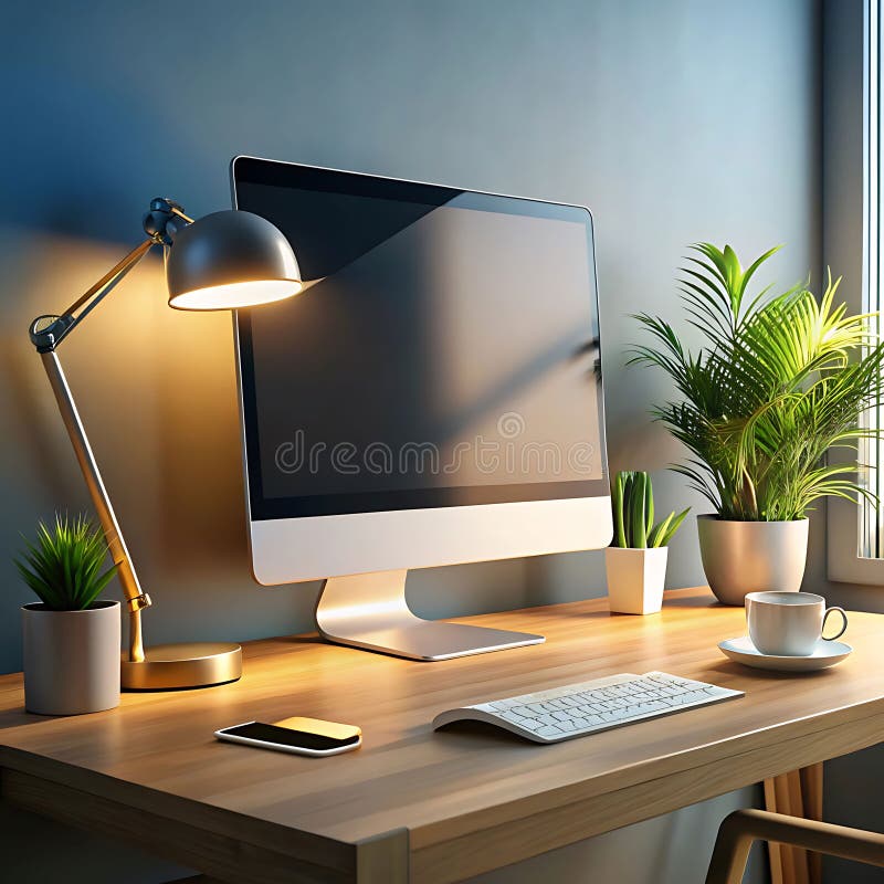 Seamless Gadget Integration in a Modern, Minimalist Office Desk Setup ...