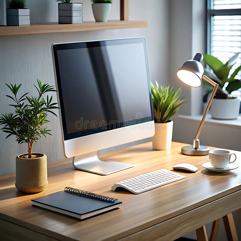 Seamless Gadget Integration in a Modern, Minimalist Office Desk Setup ...