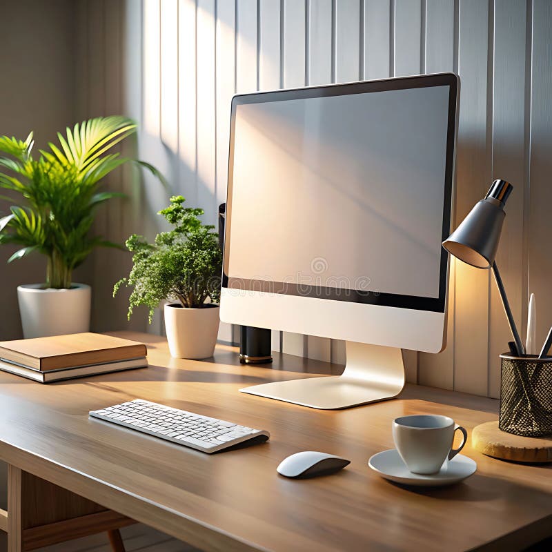 Seamless Gadget Integration in a Modern, Minimalist Office Desk Setup ...