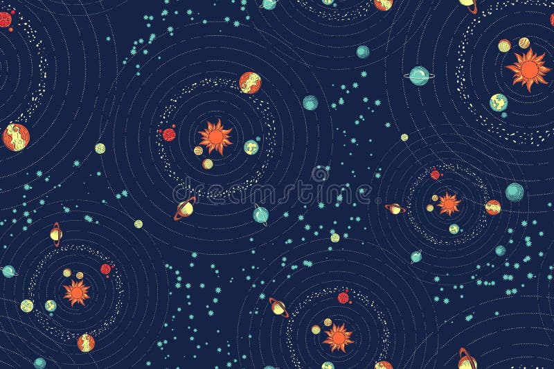 Seamless galaxy pattern stock vector. Illustration of saturn - 68880521