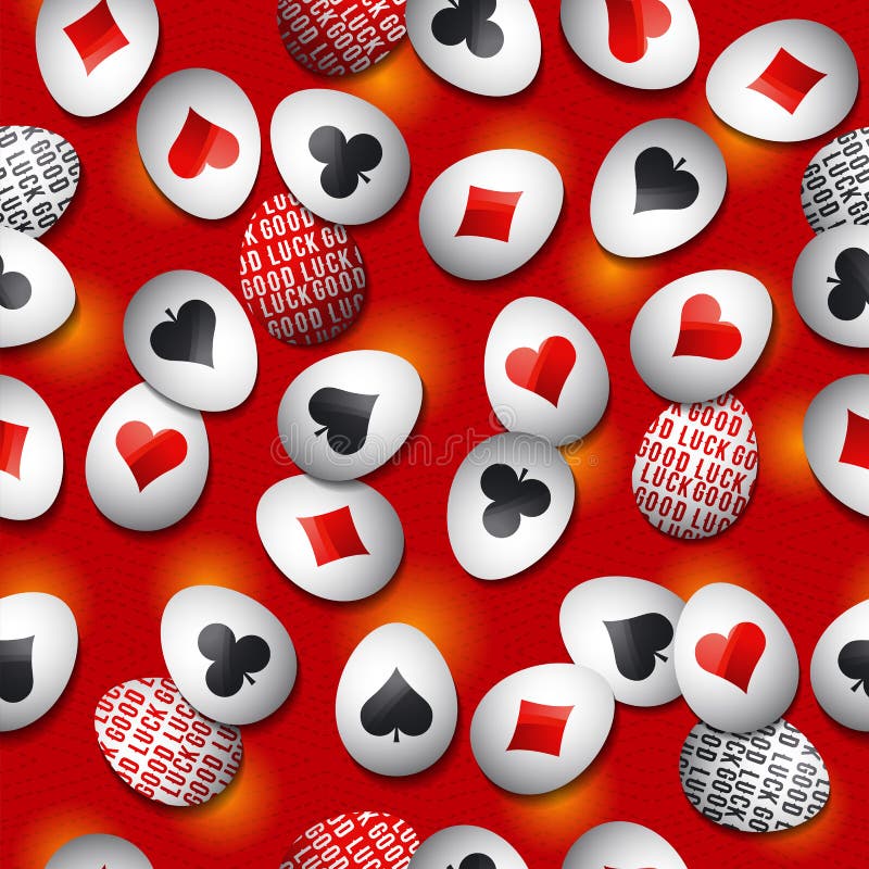 Seamless Gambling Background with Red and Black Symbols Stock Vector ...