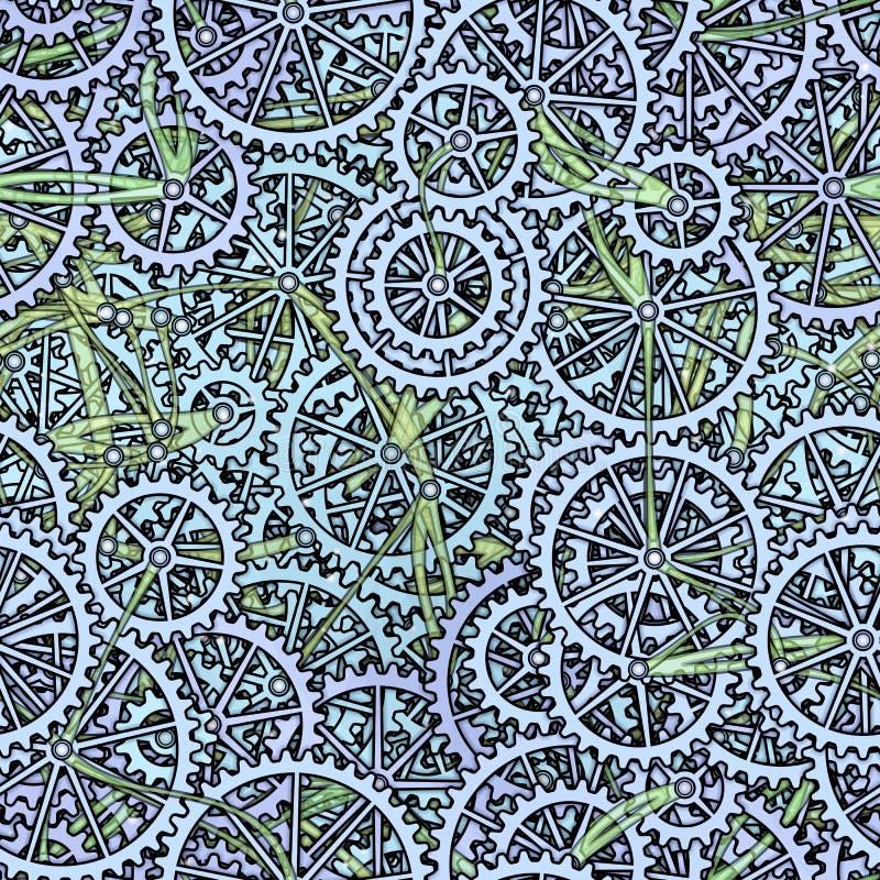 Seamless Gears Pattern Black Tech Background. Industrial Mechanics ...