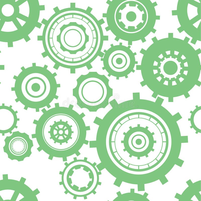 Seamless Gears Pattern Outline White Tech Background. Industrial ...