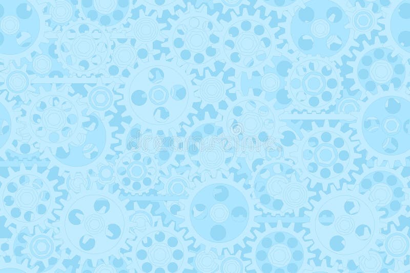 Seamless Gears Pattern Light Blue Tech Background. Industrial Mechanics ...