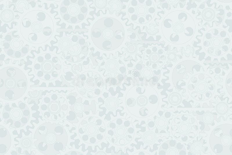 Seamless Gears Pattern Light Gray White Tech Background. Industrial ...