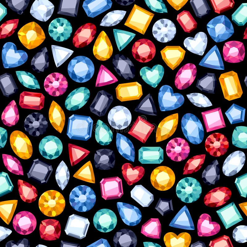 Seamless Gemstones Pattern. Stock Vector - Illustration of diamond ...