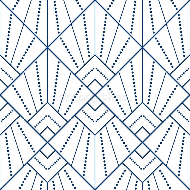 Seamless Geometric Blue Pattern from Lines and Dots. Square Diagonal Mosaic Tile on White ...