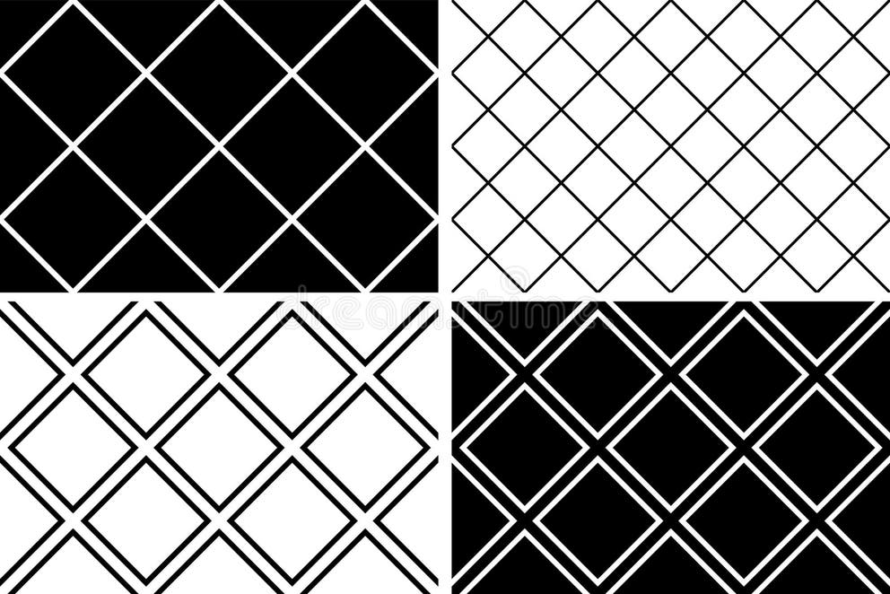 Seamless Geometric Checked Black and White Patterns Stock Vector - Illustration of seamless ...