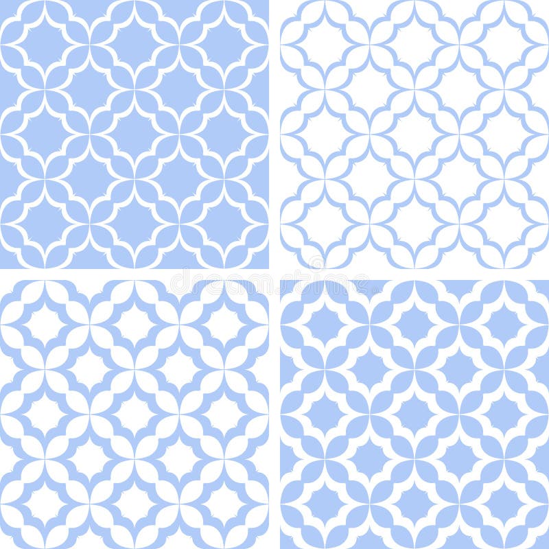 Seamless Geometric Checked Light Blue Patterns Set Stock Illustration ...