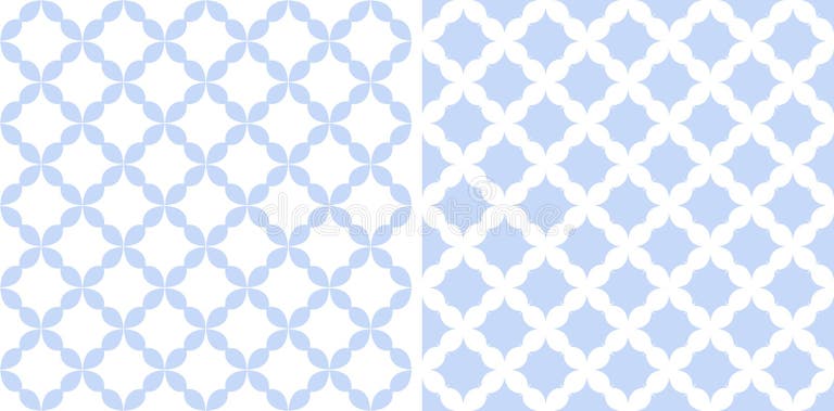 Seamless Geometric Checked Light Blue Patterns Set Stock Vector ...