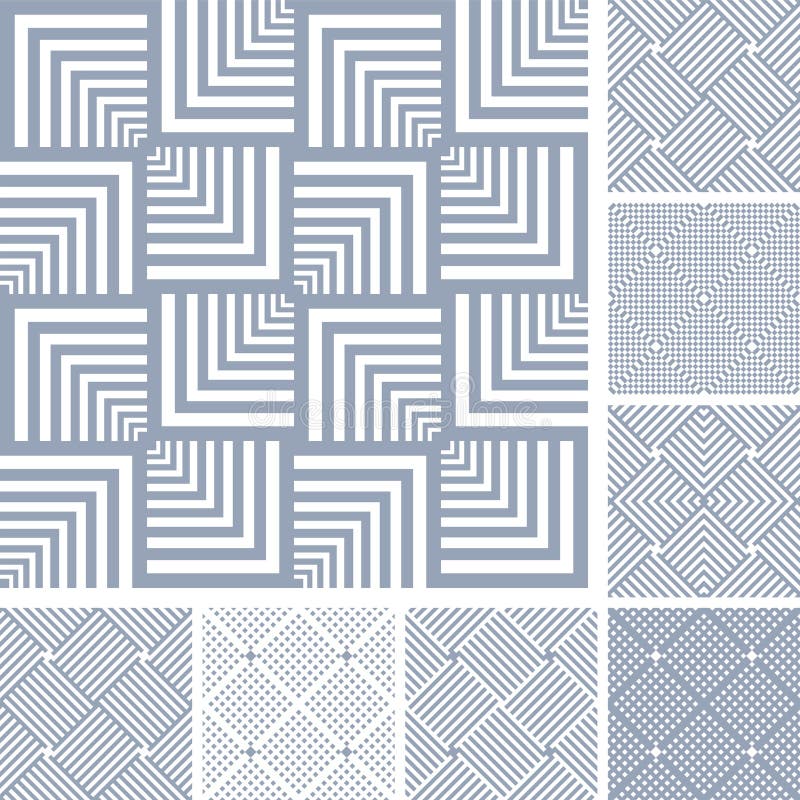 Seamless Geometric Checked Patterns Set Stock Vector - Illustration of ...