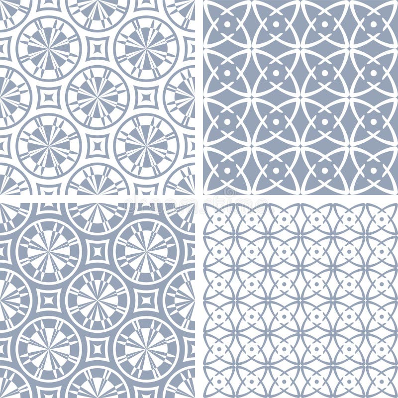 Seamless Geometric Circle Lines Patterns Set Stock Vector ...