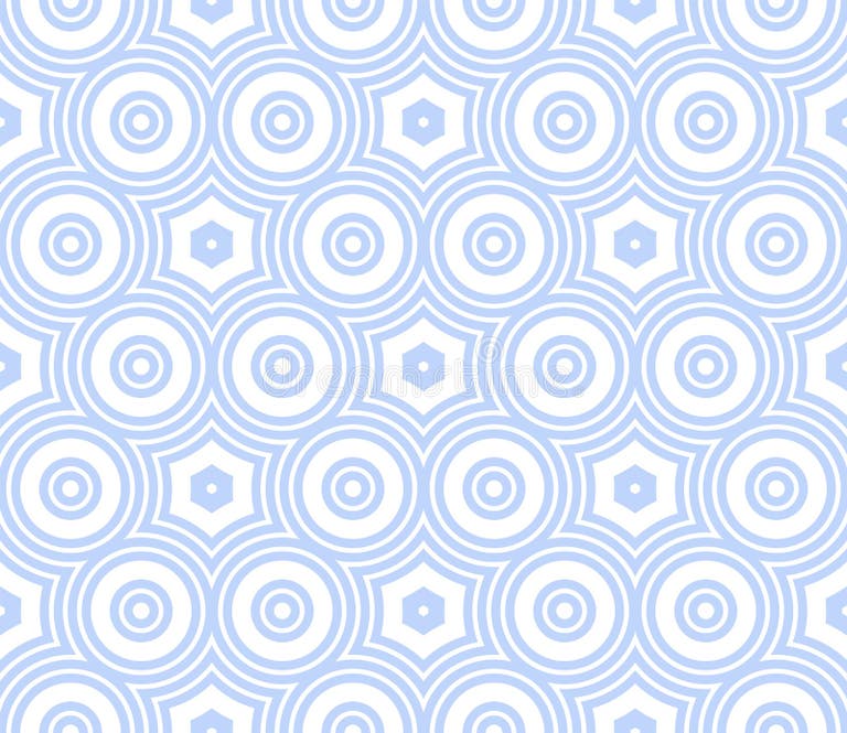 Seamless Geometric Circles and Hexagons Pattern. Blue and White Texture Stock Vector ...