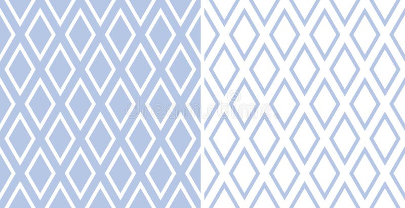 Seamless Geometric Diamonds Patterns. Blue and White Textures Set Stock ...
