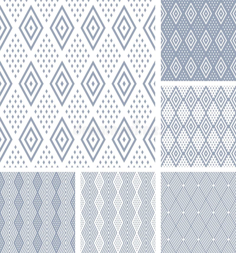 Seamless Geometric Diamonds Patterns Set Stock Vector - Illustration of ...