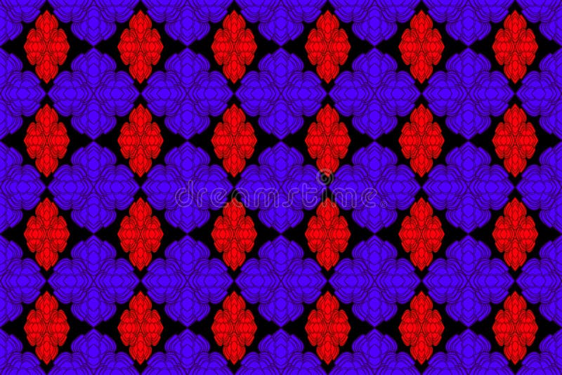 Seamless Geometric Ethnic Fabric Pattern, Blue and Red Floral Pattern ...