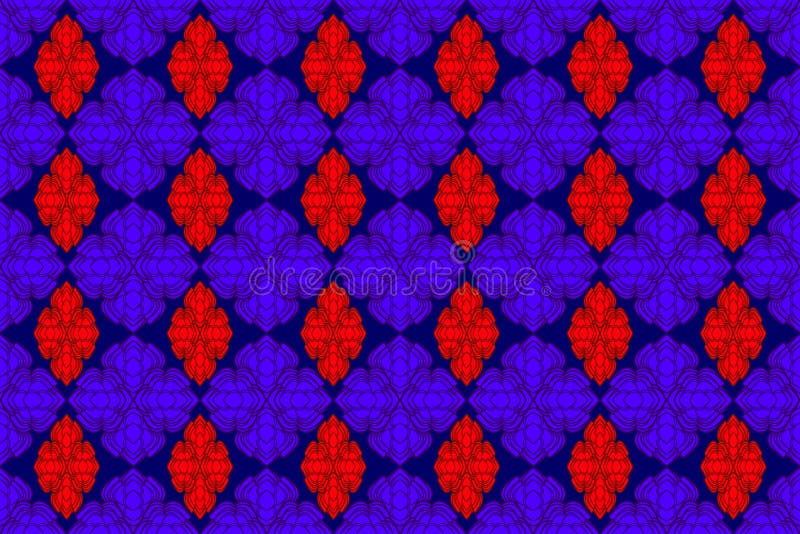 Seamless Geometric Ethnic Fabric Pattern, Blue and Red Floral Pattern ...
