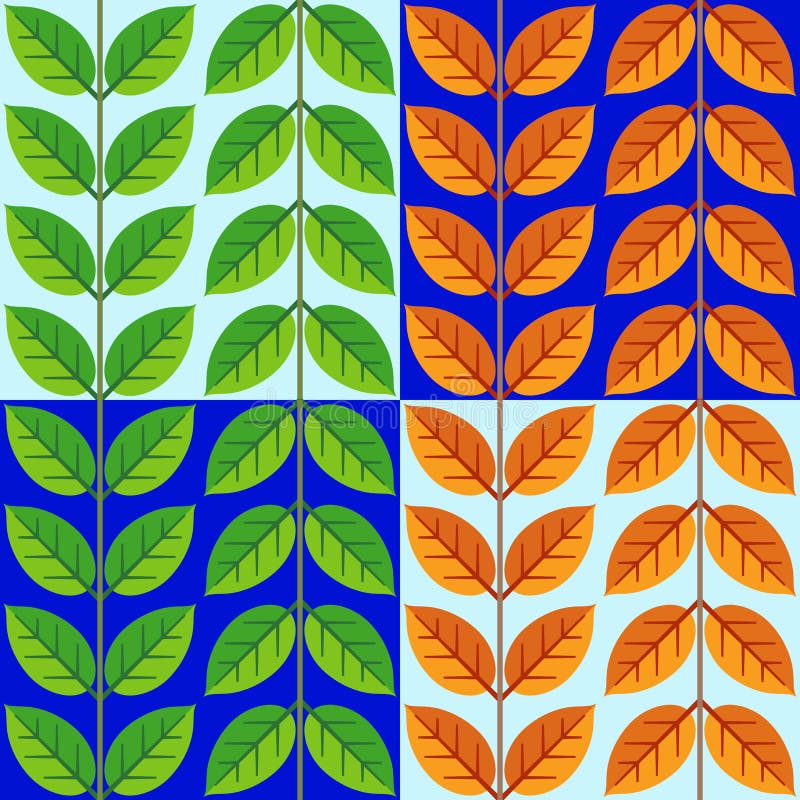 Seamless Geometric Foliage Day and Night Pattern Stock Vector ...