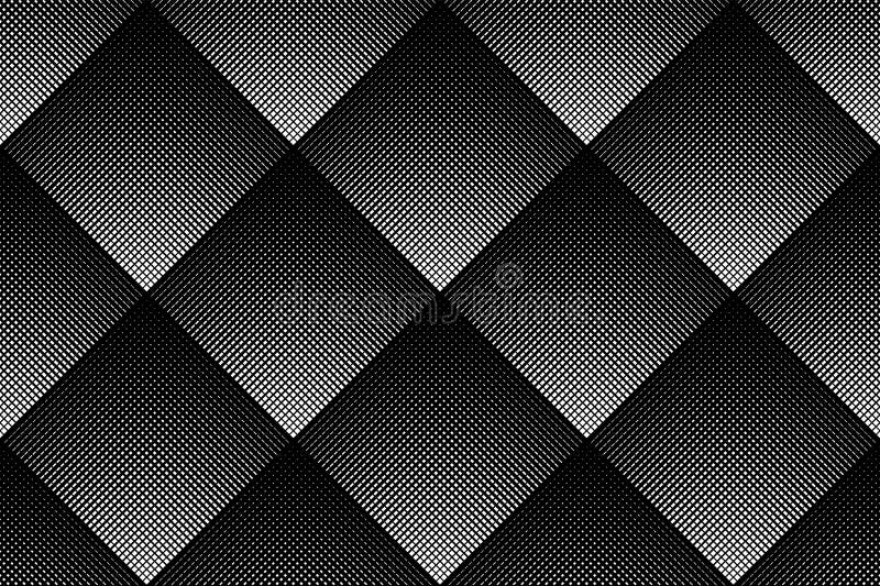 Seamless Geometric Halftone Checked Black and White Pattern Stock ...