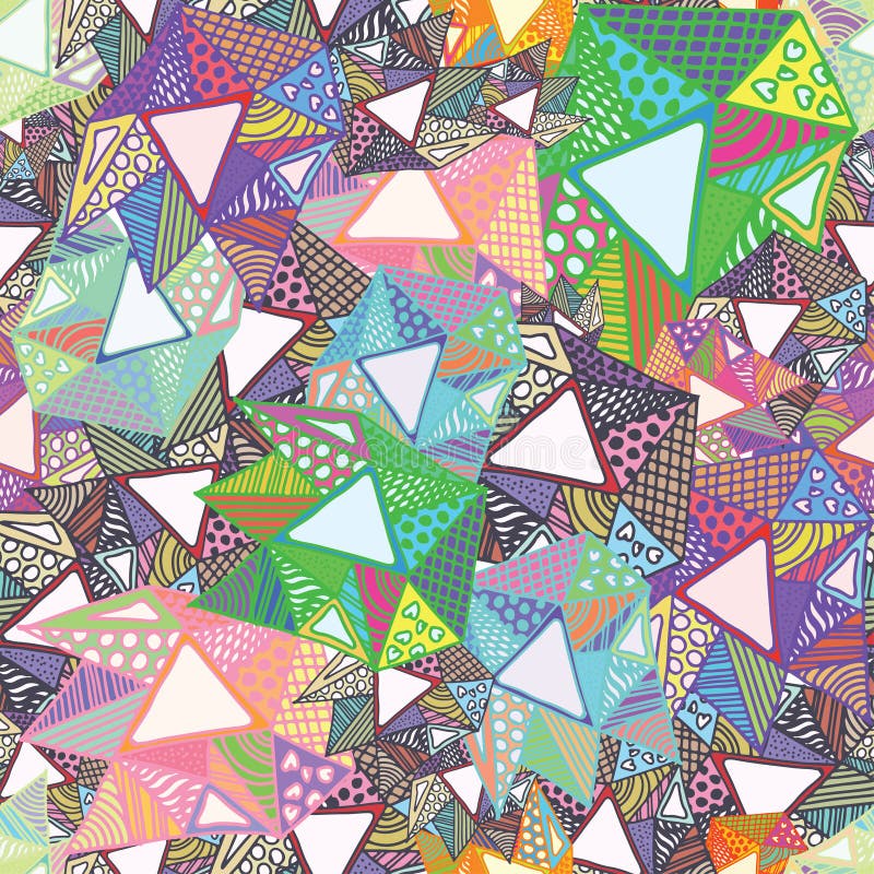 Seamless Geometric Hand Drawn Pattern Background Stock Illustration ...
