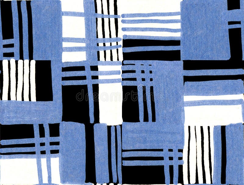 Seamless Geometric Hand Drawn Pattern. Colored Rectangles and Stripes ...