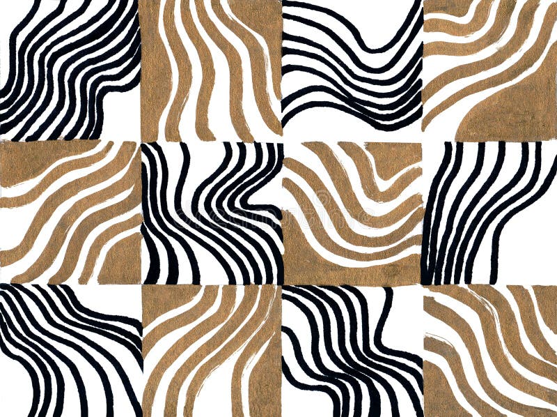 Seamless Geometric Hand Drawn Pattern. Colored Rectangles and Stripes ...