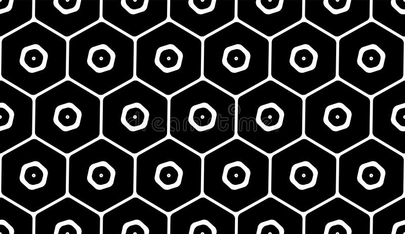 Seamless Geometric Hexagons Black and White Pattern. Honeycomb Motif ...