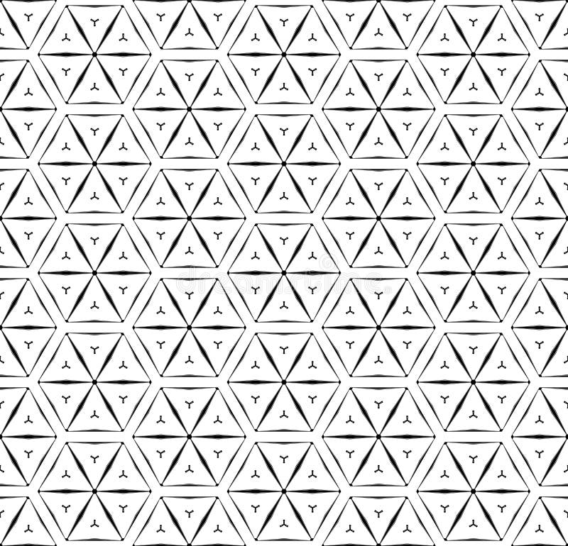 Seamless Geometric Hexagons and Triangles Pattern. Black and White ...