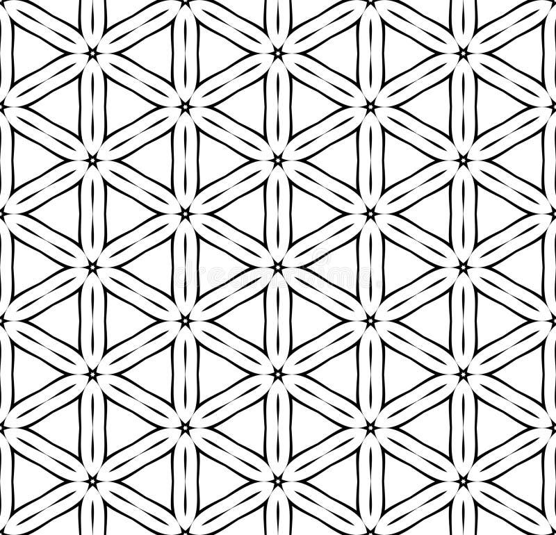 Seamless Geometric Hexagons And Triangles Pattern Black And White