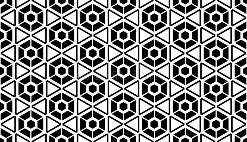 Seamless Geometric Hexagons and Triangles Pattern. Black and White Texture Stock Vector ...