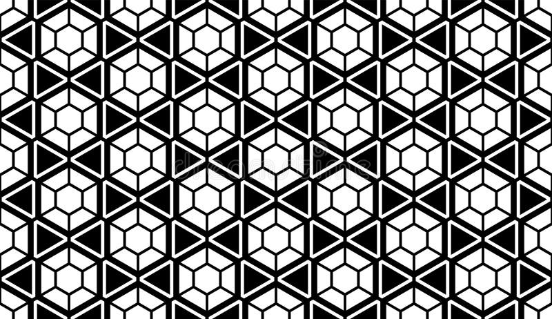 Seamless Geometric Hexagons and Triangles Pattern. Black and White ...