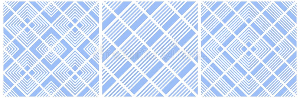 Seamless Geometric Light Blue Patterns Set Stock Vector - Illustration ...