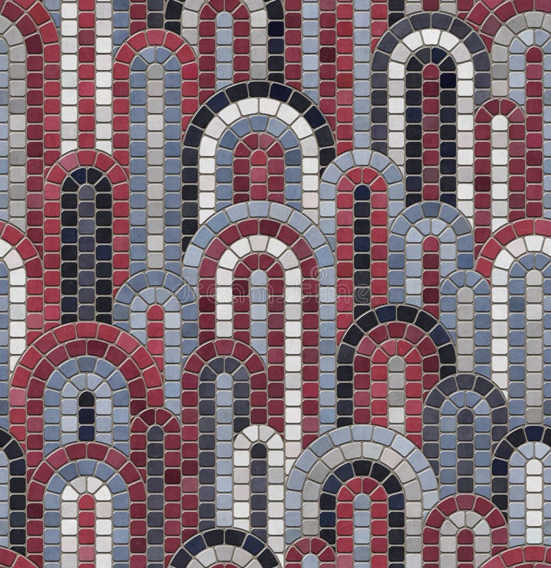 Seamless Geometric Mosaic Pattern. Arched Lines with Multicolored ...