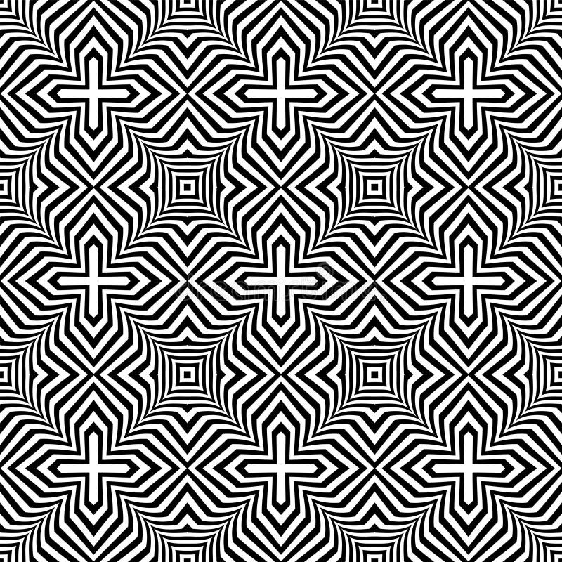 Seamless Geometric Op Art Pattern with 3D Illusion Effect. Black and ...