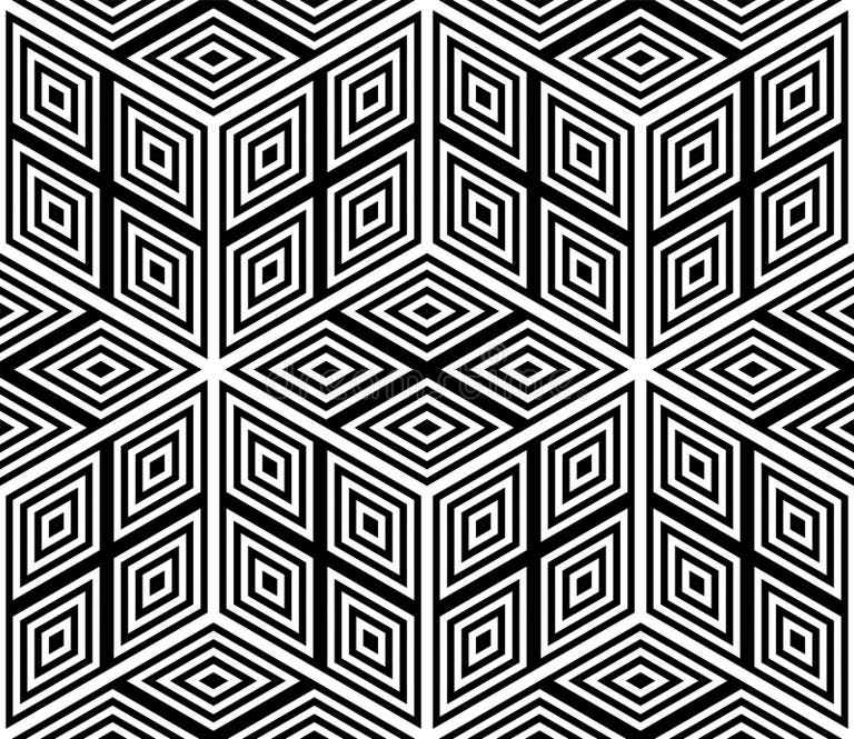 Seamless Geometric Op Art Pattern. 3D Illusion Stock Vector ...
