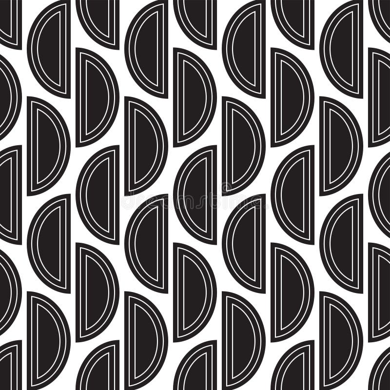 Seamless Geometric Oval Design Pattern in Black and White Stock ...