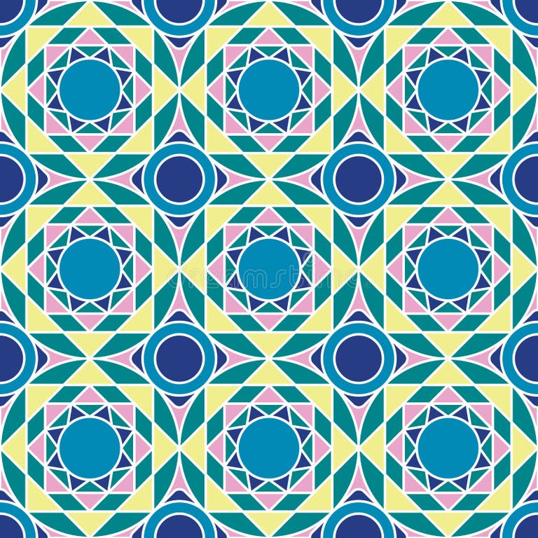 Seamless Geometric Overlapping Circle and Diamond Tile Pattern Stock ...