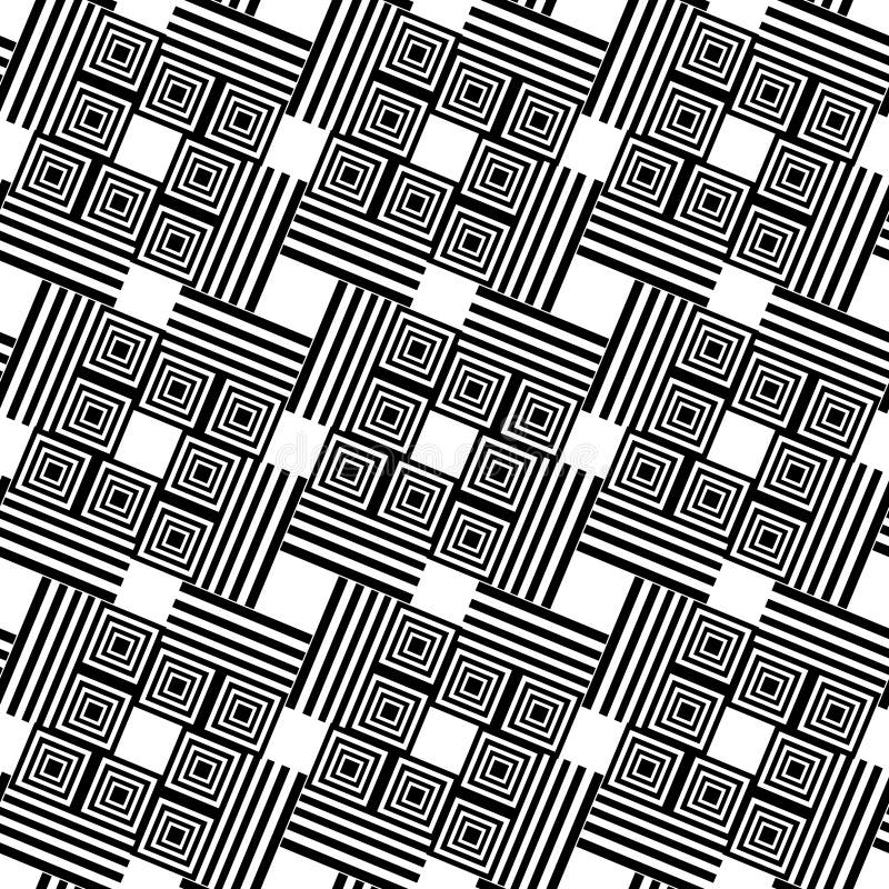 Black and White Geometric Seamless Pattern with Circle, Abstract Stock ...