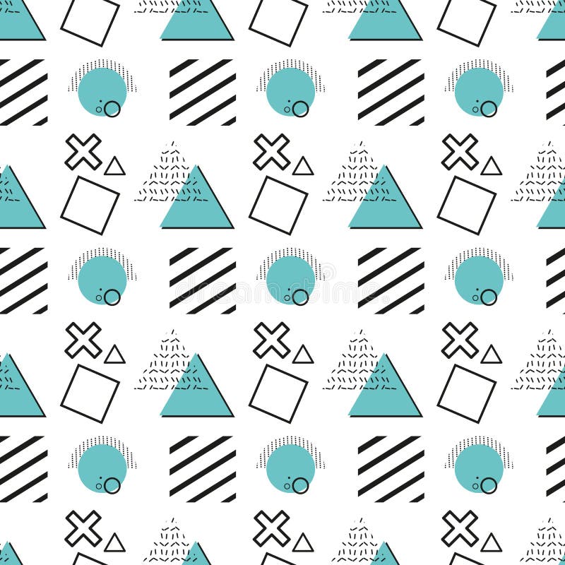 Seamless Geometric Pattern with Abstract Memphis-style Shapes. Stock ...