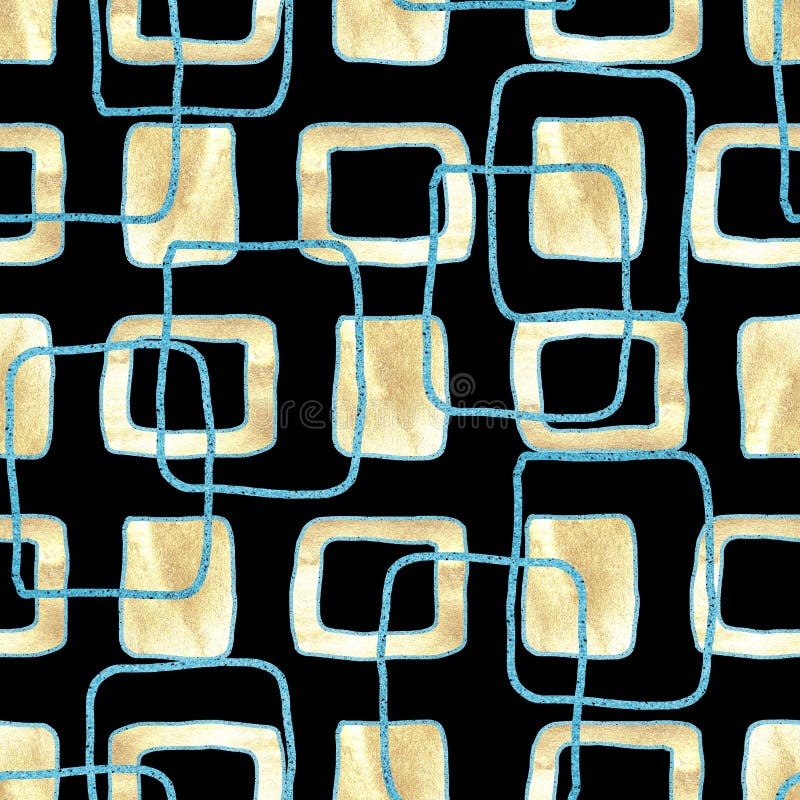 Seamless Geometric Pattern with Abstract Rectangular Spots and Golden ...