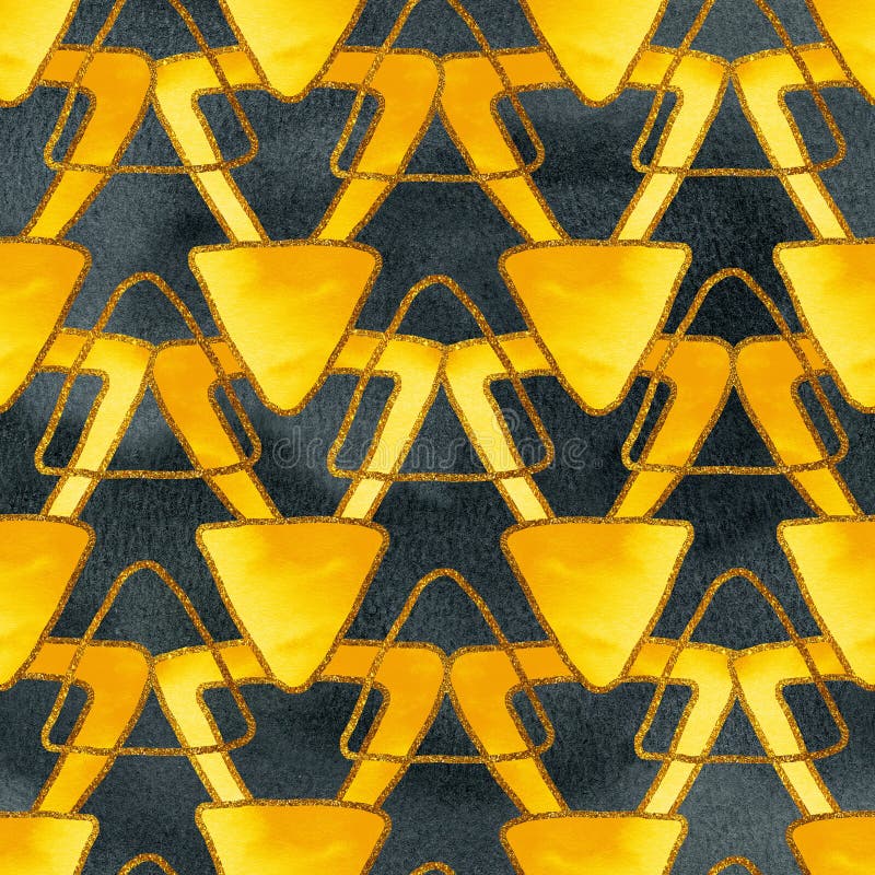 Seamless Geometric Pattern with Abstract Yellow and Grey Triangular ...