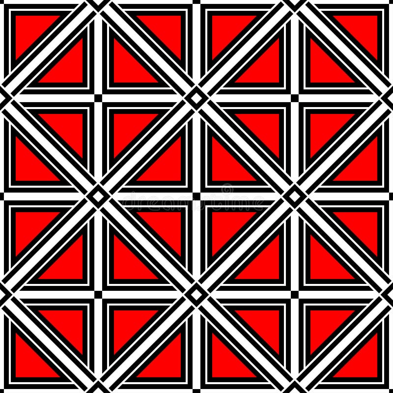 Seamless Geometric Pattern. Black Red and White Background Stock Vector ...