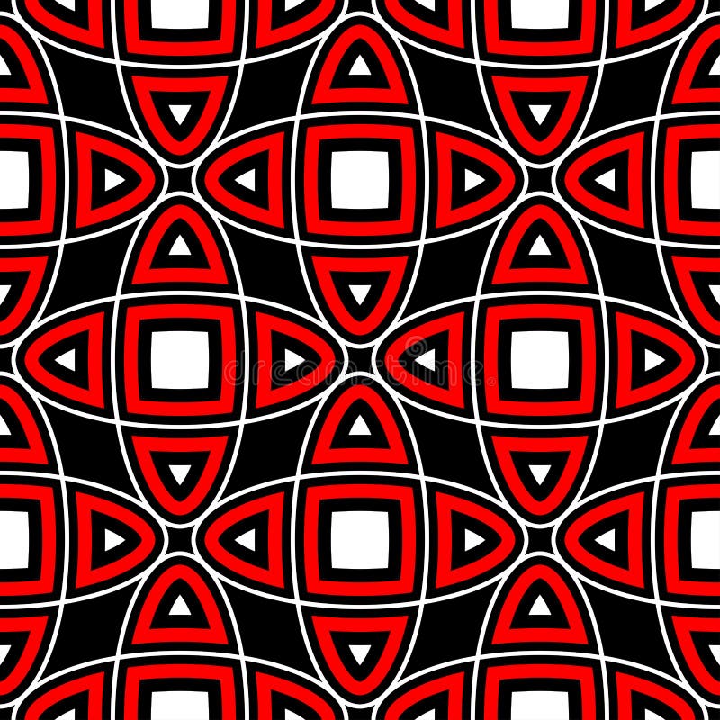 Seamless Geometric Pattern. Black Red and White Background Stock Vector ...