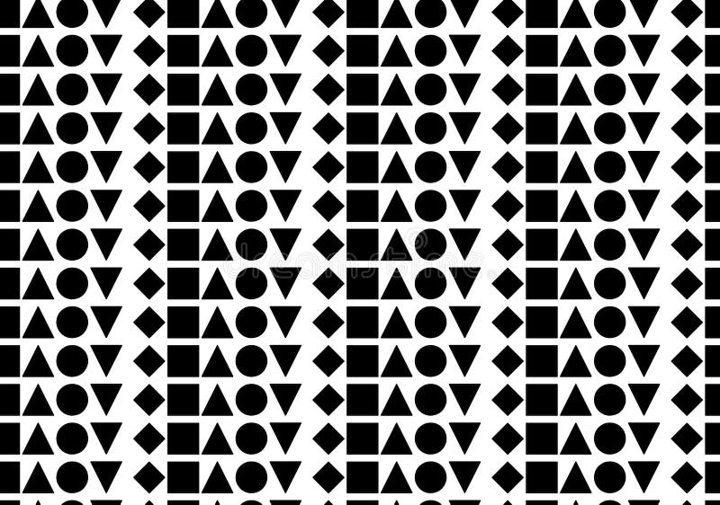 Seamless Pattern of Black Geometric Shapes of Different Shapes O Stock ...