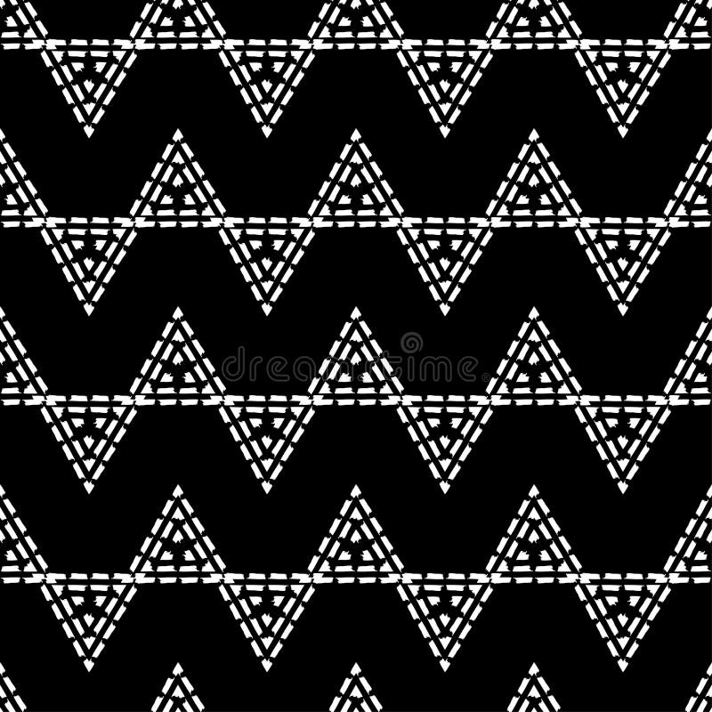 Seamless Geometric Pattern. Black and White Texture. Drawn Triangles ...