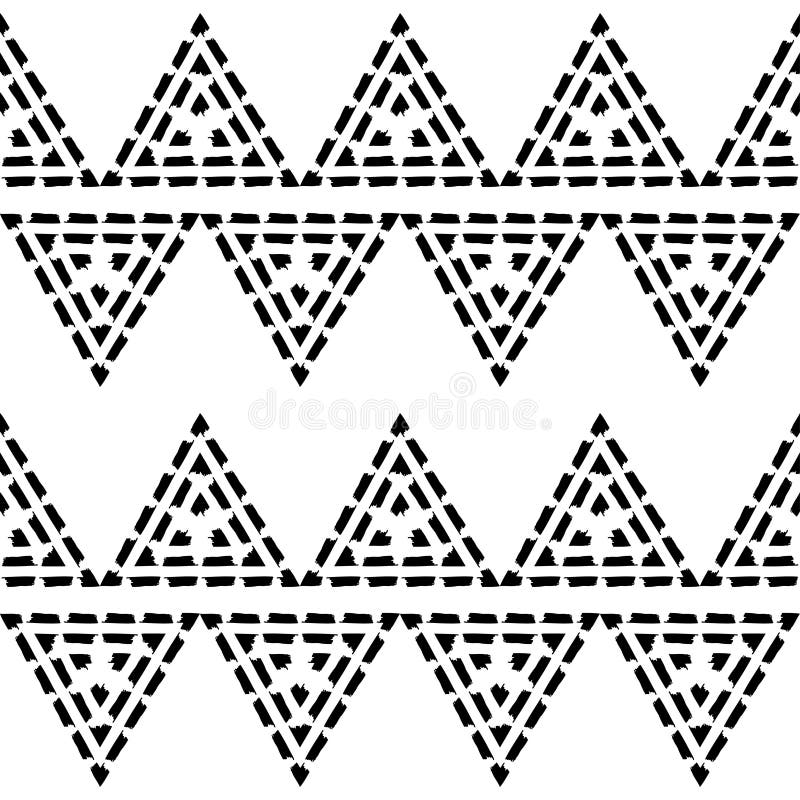 Seamless Geometric Pattern. Black and White Texture. Drawn Triangles ...