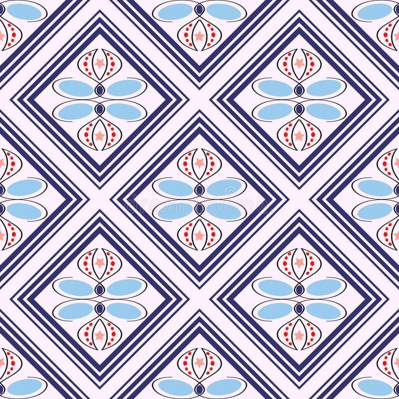 Seamless Geometric Pattern, Blue Diamonds with Unusual Pattern Stock ...