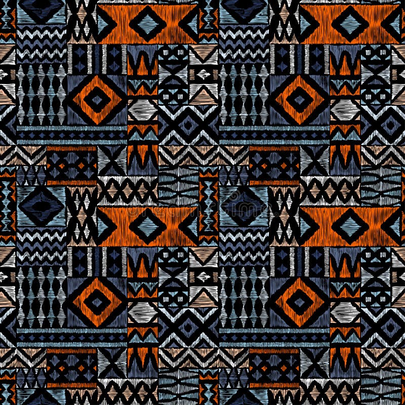 Seamless Geometric Pattern Bohemian Patchwork Print Ethnic And Tribal