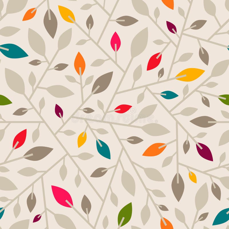 Seamless Geometric Pattern of Autumn Leaves and Twigs Stock Vector ...